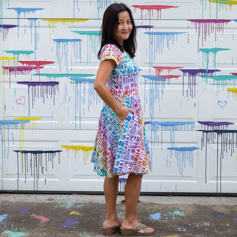 Adult "Smarty Paints" Rainbow Art Supplies Super Twirler Dress with Po ...