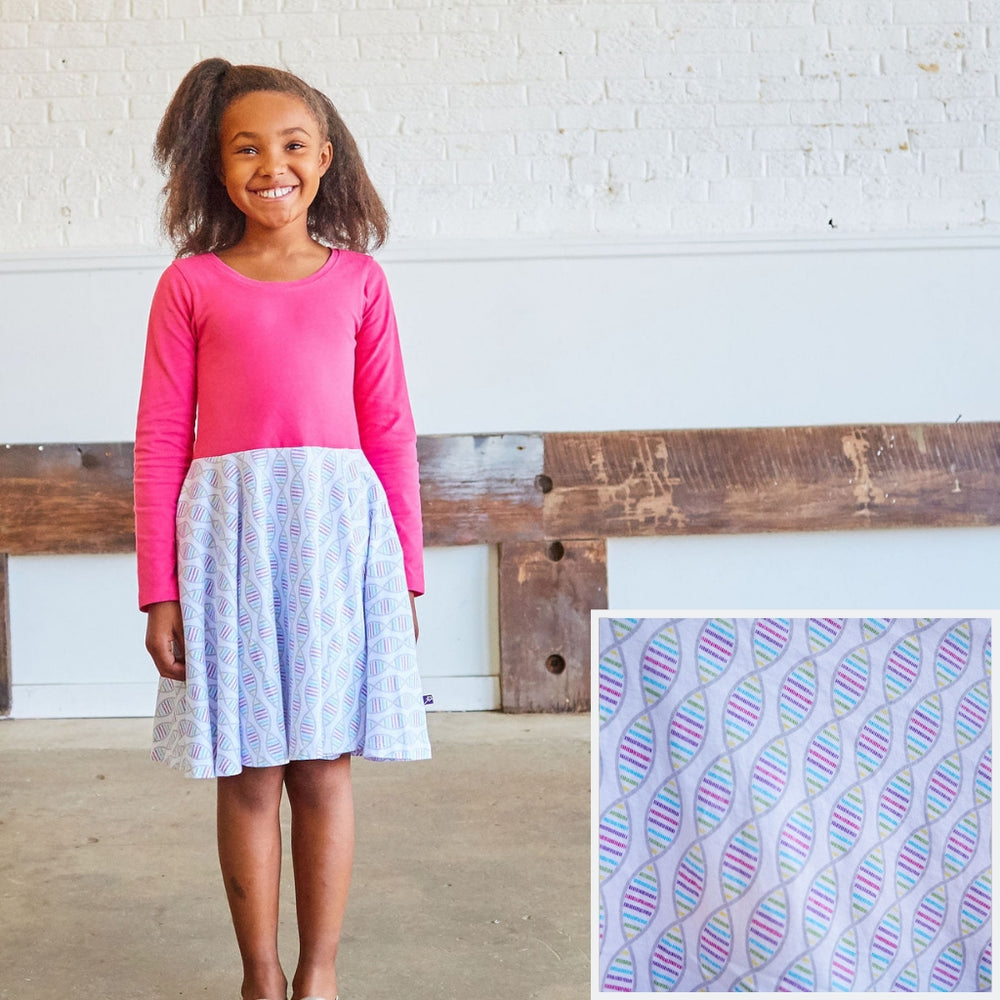 "Base Pair Beauty" DNA Long Sleeve Twirly Play Dress with Pockets ...