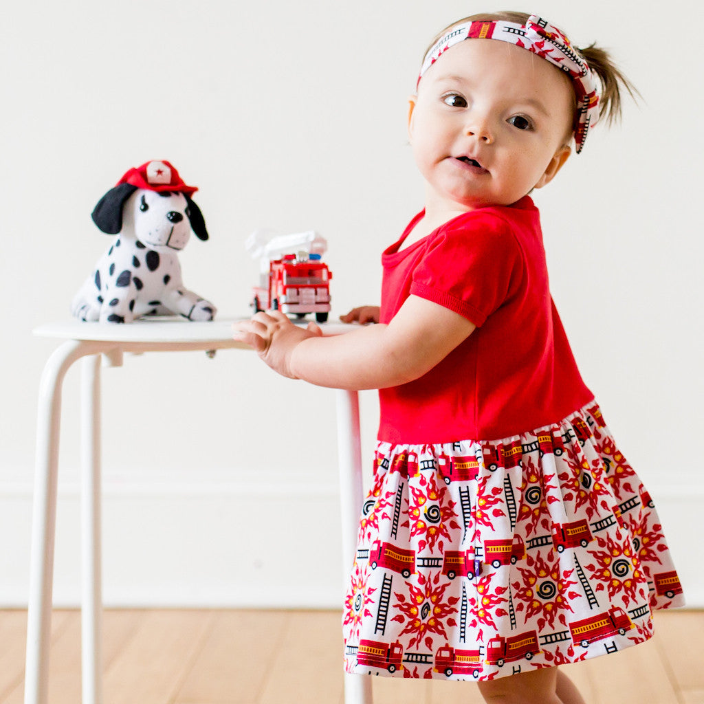 "Rescue Ready" Fire Engine Snapsuit Dress - Princess Awesome & Boy Wonder
