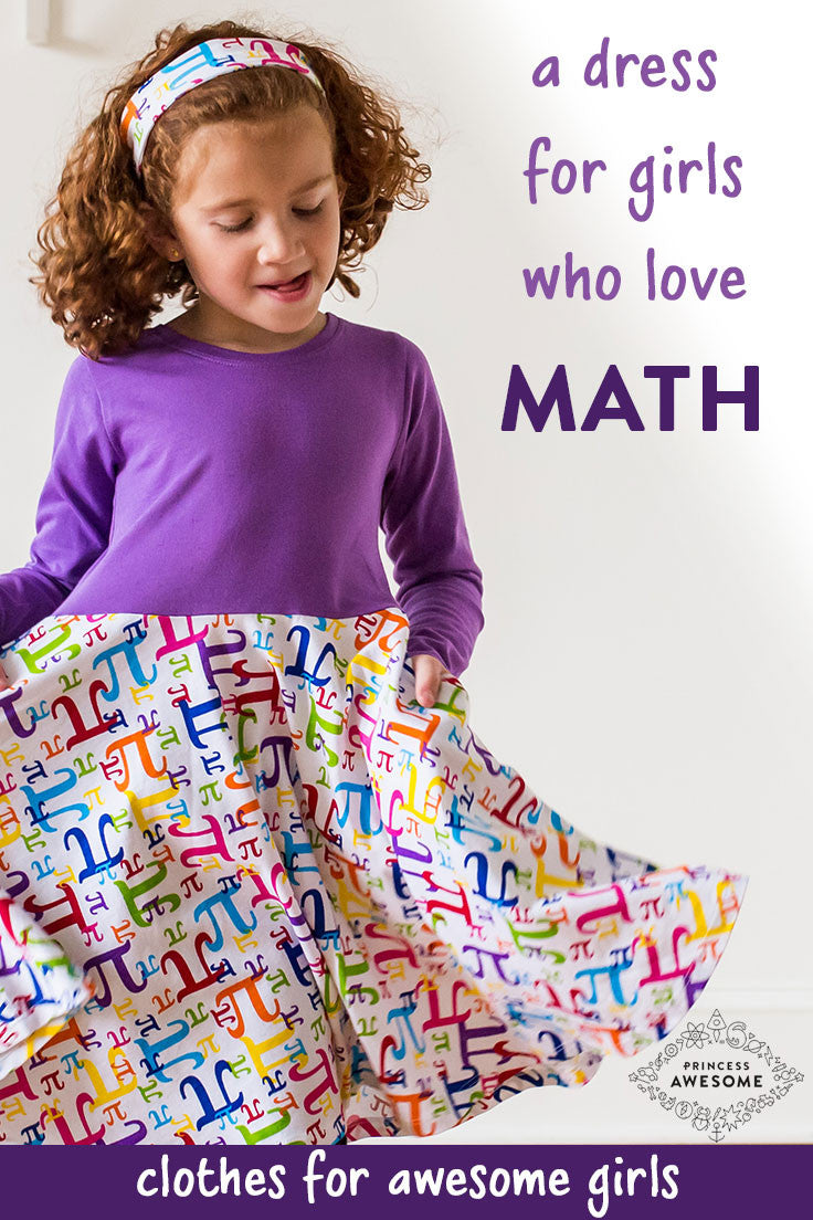 "Pi In The Sky" Twirly Pi Play Dress with Pockets and Long Sleeves ...