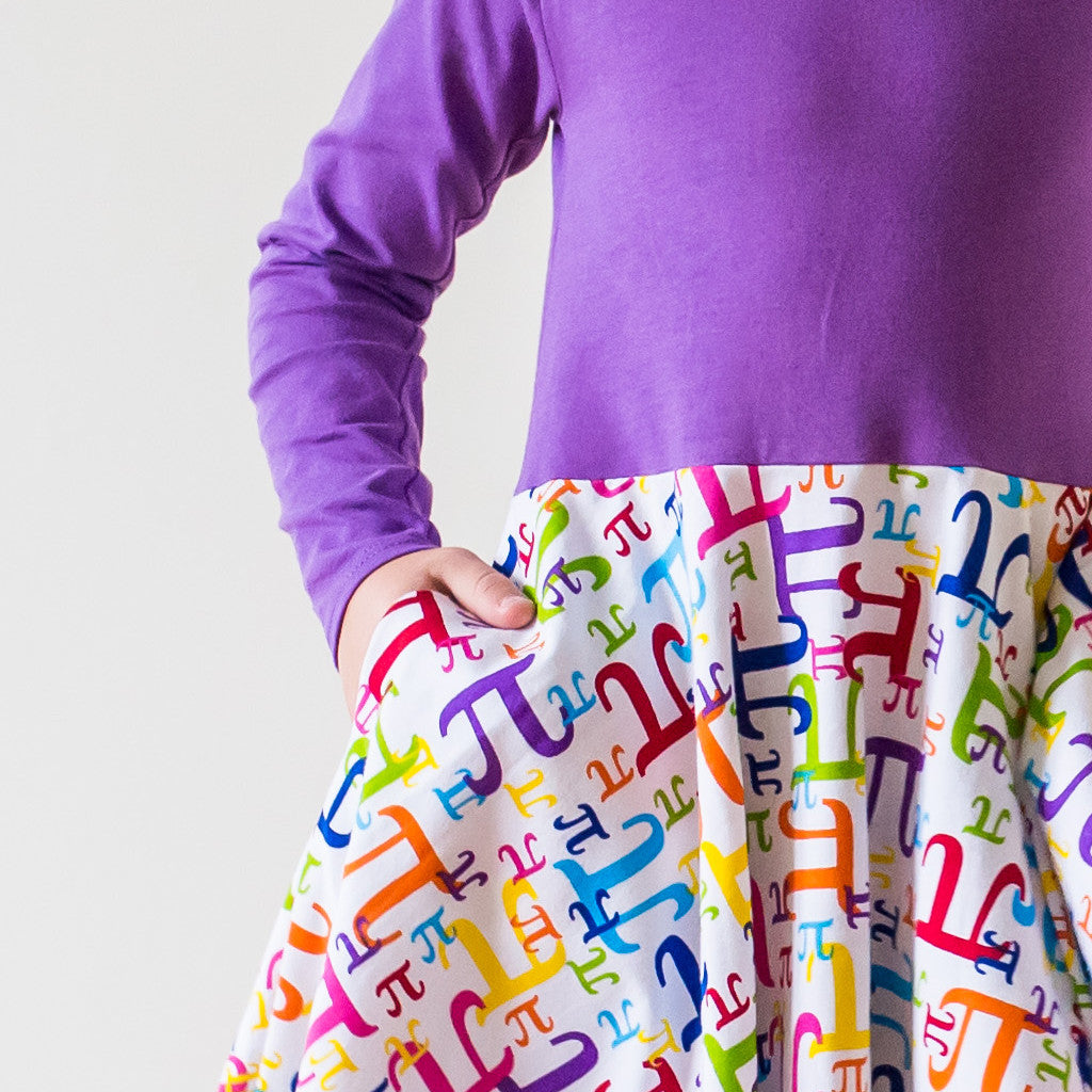 "Pi In The Sky" Twirly Pi Play Dress with Pockets and Long Sleeves ...
