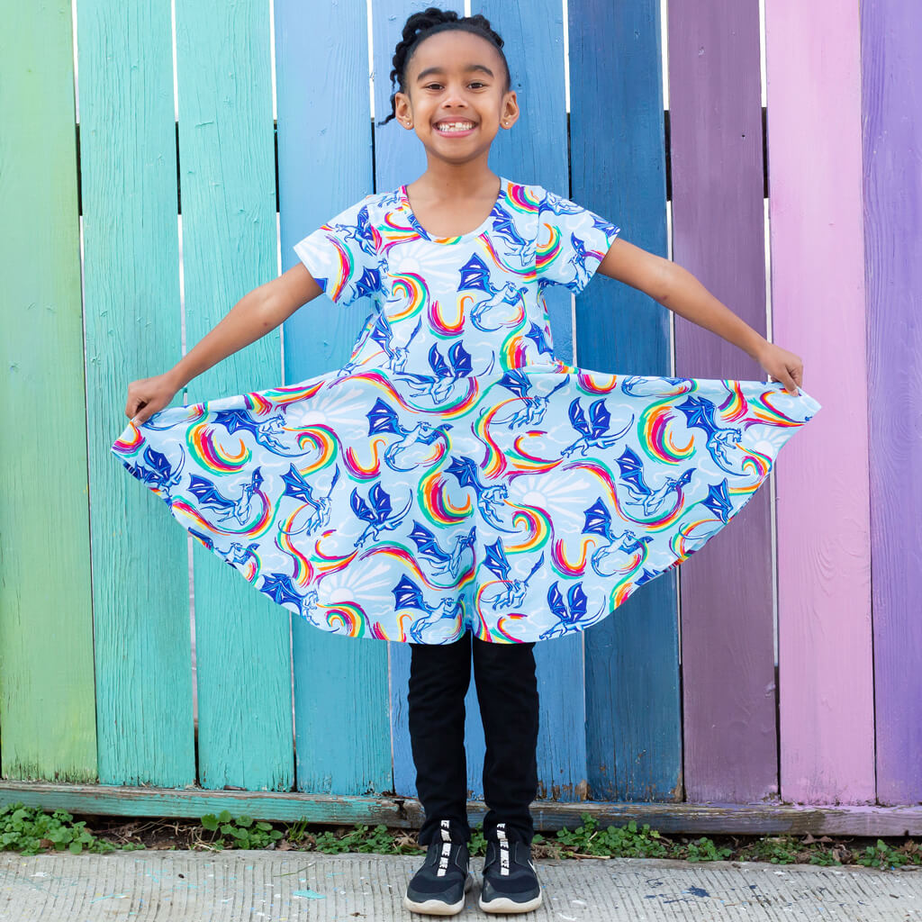 Rainbow Breathing Dragons Super Twirler Dress with Pockets - Princess ...