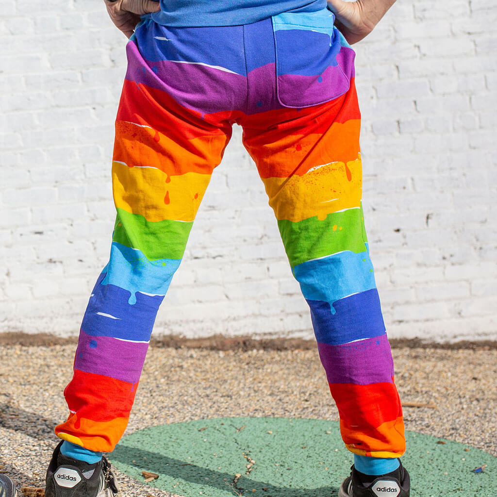Adult "Paint the Town" Rainbow Fuzzy Fleece Joggers with Pockets ...