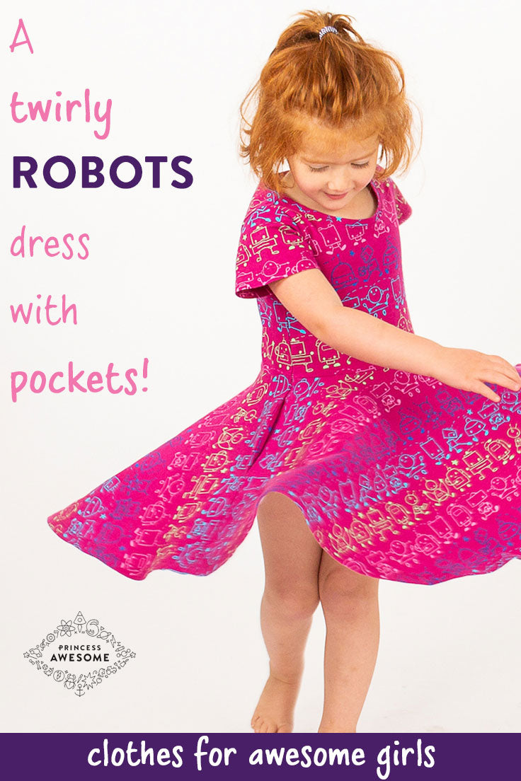 "Boogie Bots" Robots Short Sleeve Super Twirler Dress - Princess ...