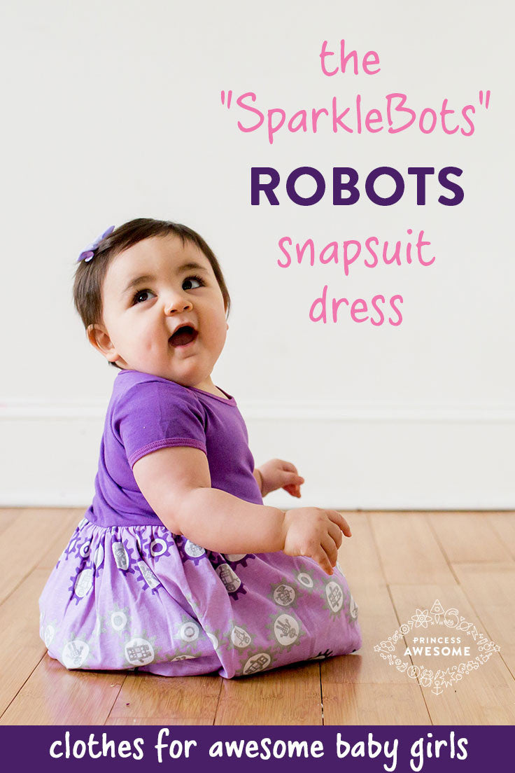 "Sparklebots" Robots Snapsuit Dress - Princess Awesome & Boy Wonder