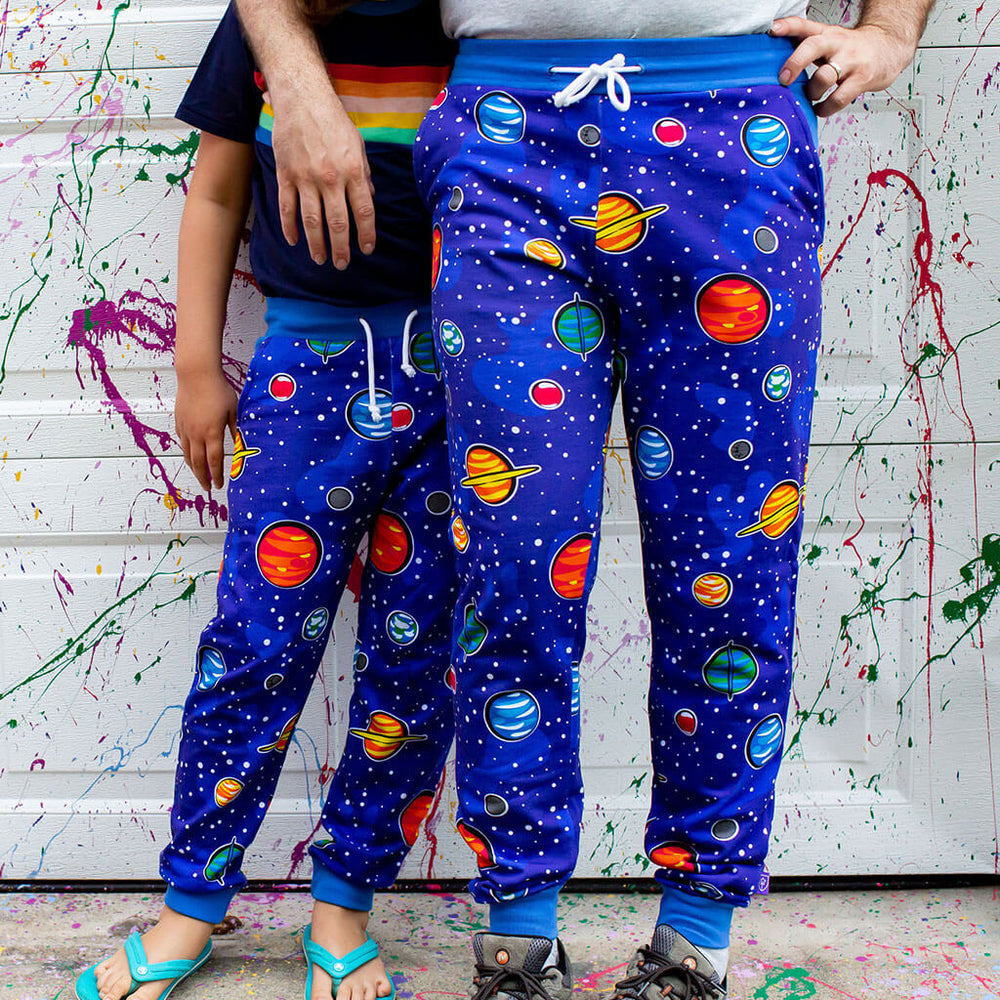 "Solar Flair" Adult Planets Fuzzy Fleece Jogger Pants with Pockets ...